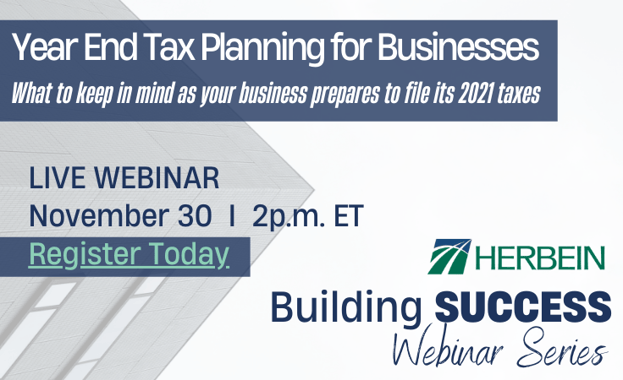 WEBINAR: Year End Tax Planning Businesses | PA NJ MD WEBINAR: Year End Tax Planning Businesses | PA NJ MD